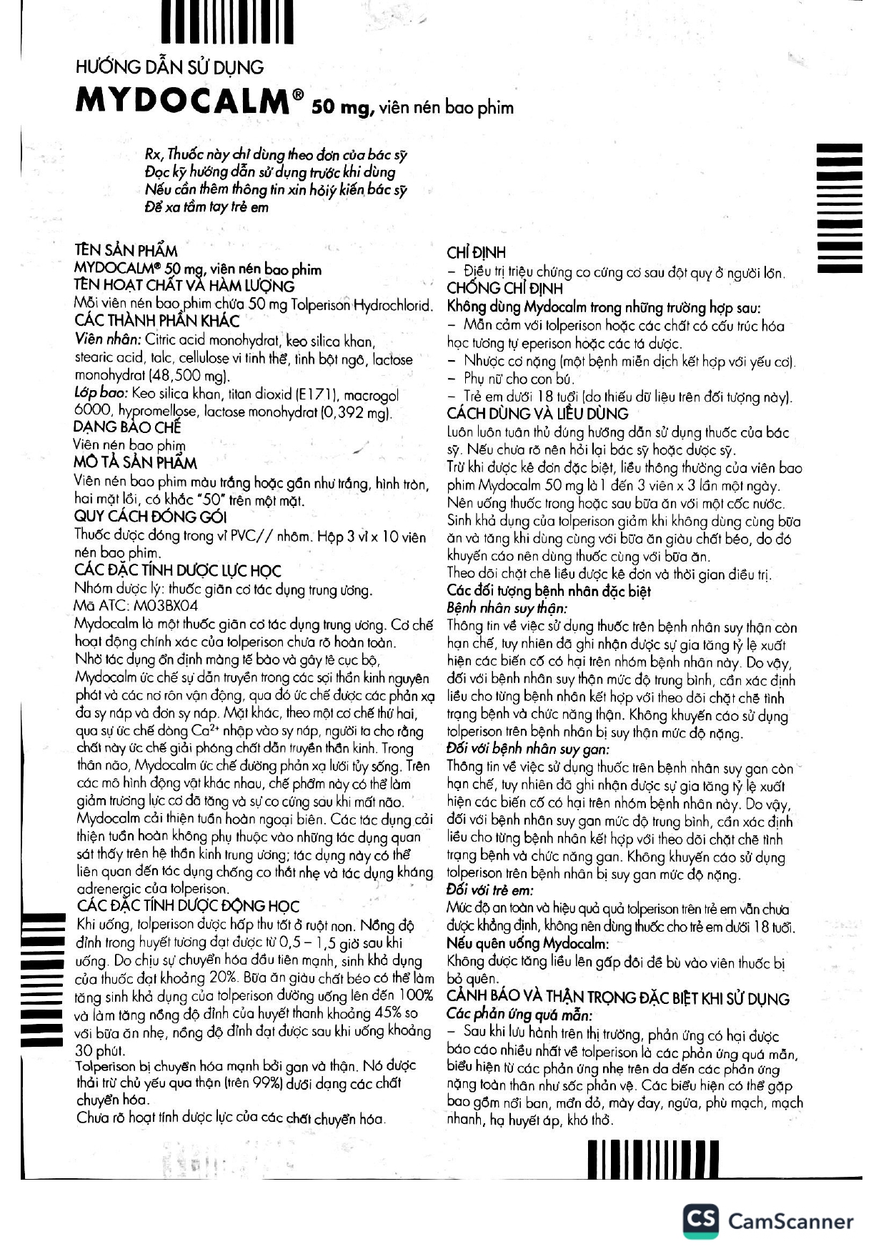 MYDOCALM 50mg - Bepharco